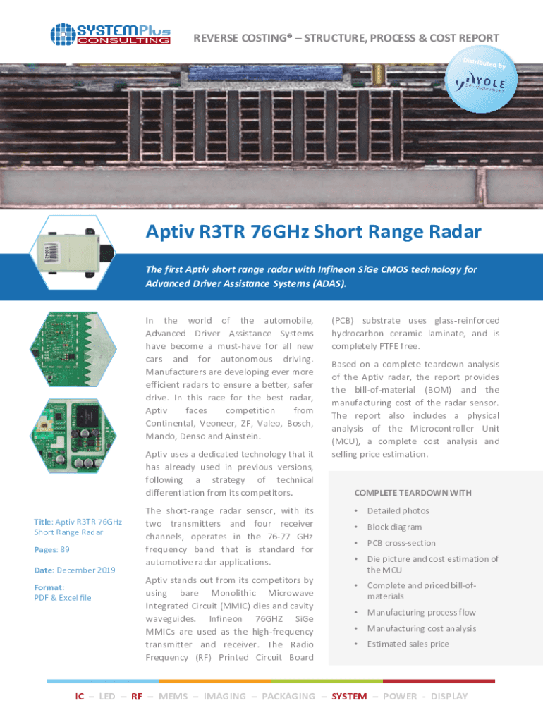 Fillable Online Aptiv R3TR 76GHz Short Range Radar - System Plus ...