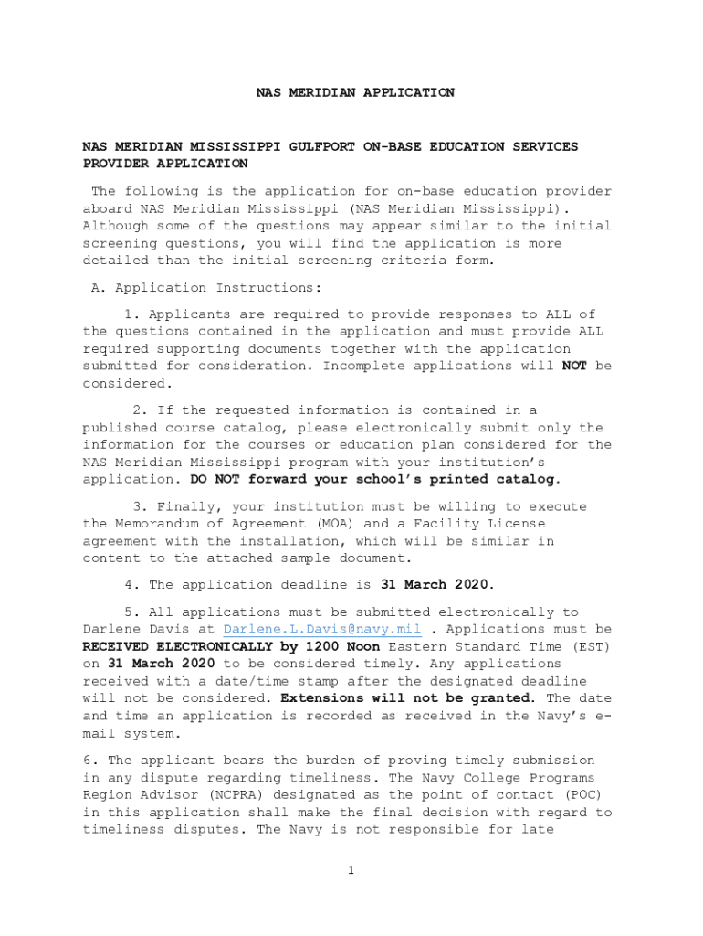 Fillable Online NAS MERIDIAN APPLICATION NAS MERIDIAN MISSISSIPPI ...