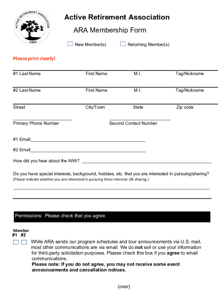 Fillable Online ARA final.Membership Application.21-22 Fax Email Print ...