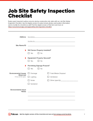 Fillable Online Job Site Inspection Forms & Checklist Examples Fax ...