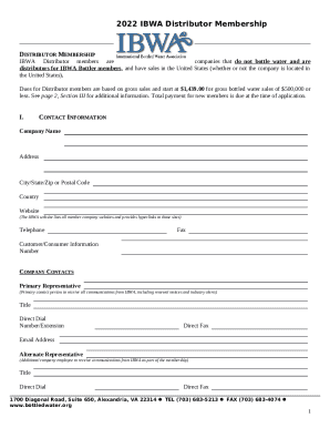 2021 IBWA Distributor Membership Dues Doc Template | pdfFiller