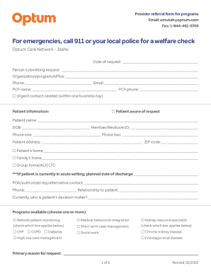 Fillable Online Optum Patient Referral Program Form Fax Email Print ...