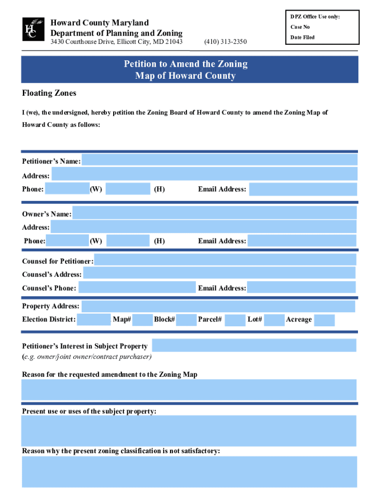 Fillable Online PETITION TO AMEND THE ZONING MAP OF ... Fax Email Print - pdfFiller
