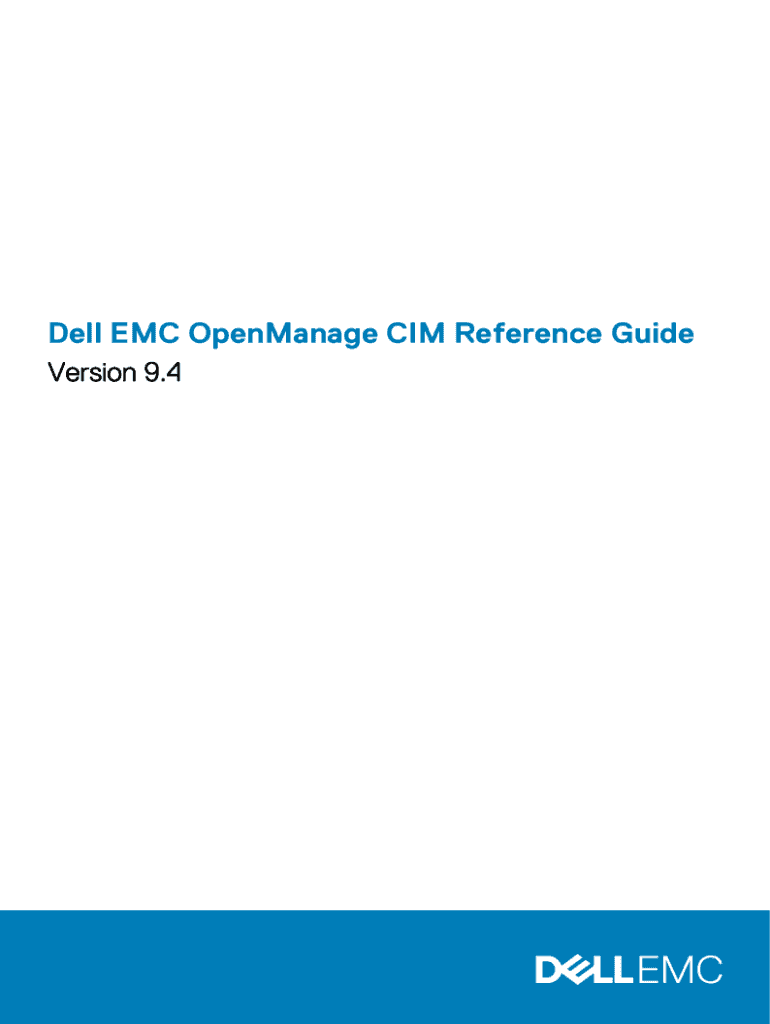 Fillable Online Dell EMC OpenManage CIM Reference Guide. User's Guide Fax Email Print - pdfFiller