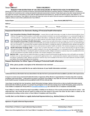 Fillable Online Request for Restriction of Protected Health Information Fax Email Print - pdfFiller