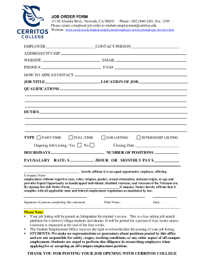 Fillable Online Job Order form Fax Email Print - pdfFiller