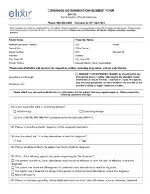Fillable Online COVERAGE DETERMINATION REQUEST FORM - Tier Exception ...