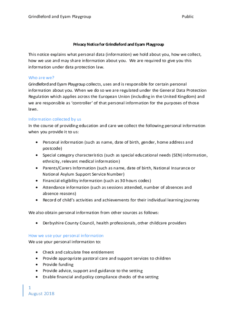 Fillable Online Grindleford and Eyam Playgroup - Inspection - Ofsted ...