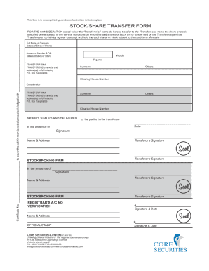 Fillable Online Stock Transfer form (for Certificated holders) Fax ...