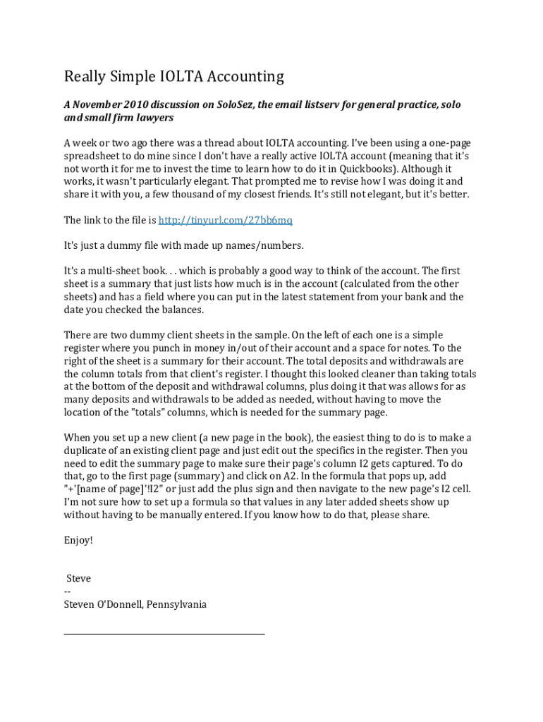 Fillable Online IOLTA Interest on Lawyer Trust Accounts - Law Firm ...