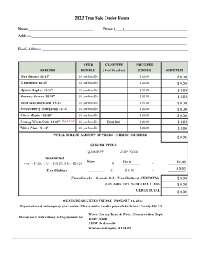 Fillable Online Tree Sale Order Form Fax Email Print - pdfFiller