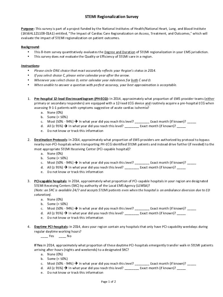 Fillable Online STEMI Regionalization Survey.docx Fax Email Print ...