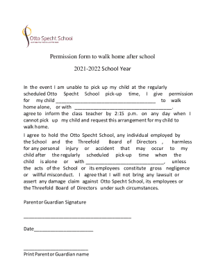 Fillable Online Permission to Walk Home Alone Form Template Fax Email ...