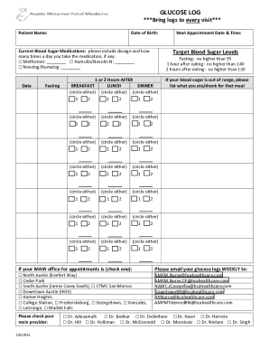 Fillable Online GLUCOSE LOG. LOG Fax Email Print - pdfFiller