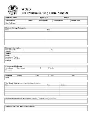 Fillable Online School District of Bonduel BCT Problem Solving Form Fax ...