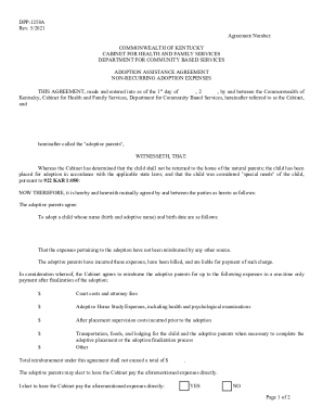 Fillable Online Adoption Assistance Agreement Non-Recurring Adoption ...