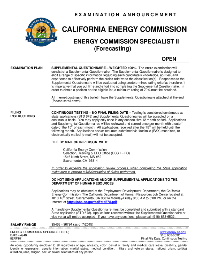 Fillable Online jobs ca Exams/Assessments - California Energy ...
