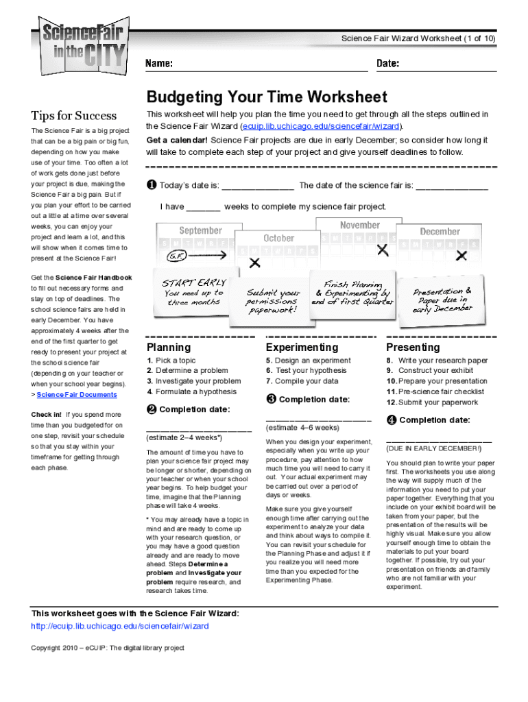 Fillable Online ecuip lib uchicago Budgeting Your Time Worksheet Fax ...