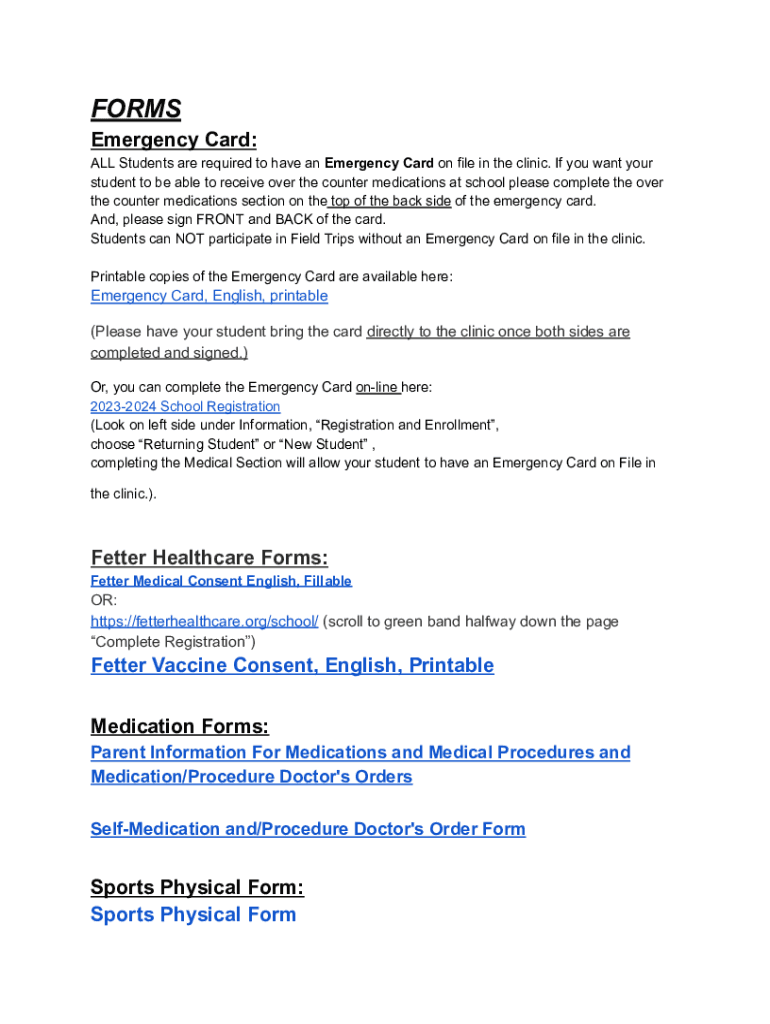 Fillable Online School Emergency Card Template - Fill Online, Printable ...