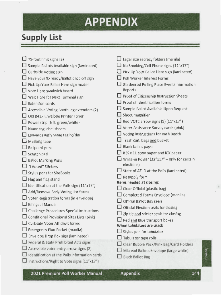 Fillable Online Poll worker's Training Handbook - Cochise County - az ...