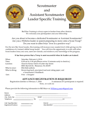 Fillable Online Scoutmaster-Specific Training - Boy Scouts of America Fax Email Print - pdfFiller