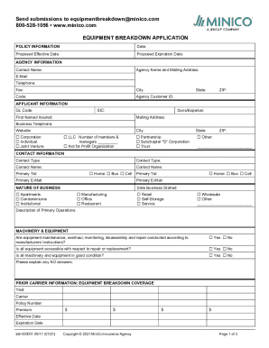Fillable Online Equipment Breakdown Insurance for Commercial Properties ...