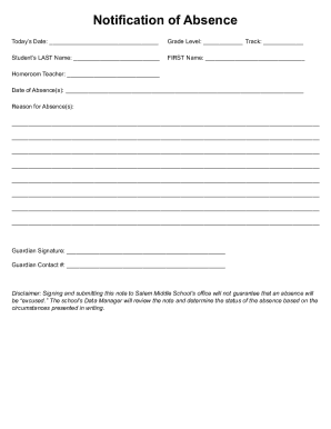 Fillable Online (Child's homeroom teacher) Please excuse Fax Email ...
