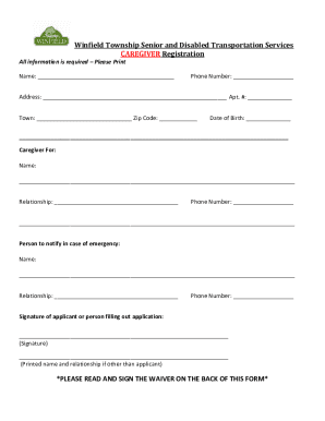Fillable Online Senior and Disabled Transportation Service Fax Email ...