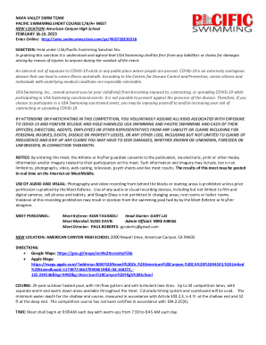 Fillable Online napa valley swim team pacific swimming short course c/b ...