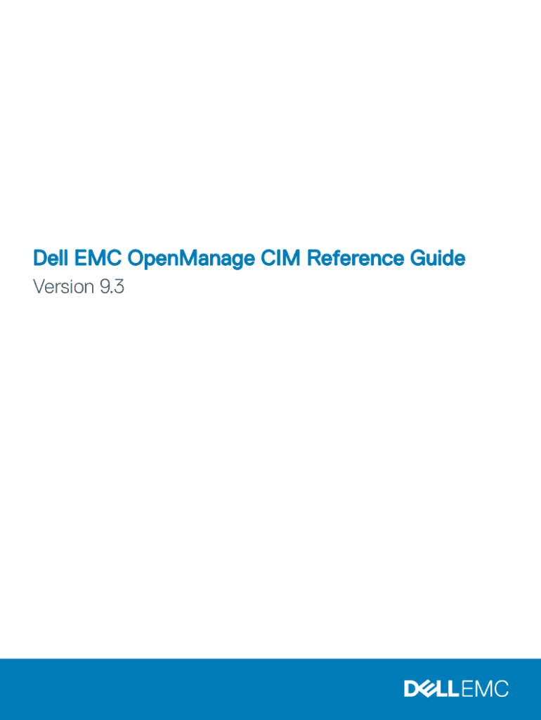 Fillable Online Dell EMC OpenManage CIM Reference Guide Version 9.3 ...