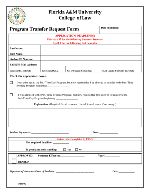 Fillable Online law famu Program Transfer Request Form Fax Email Print ...