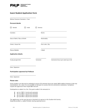 Fillable Online Guest Student Application Form Fax Email Print - pdfFiller