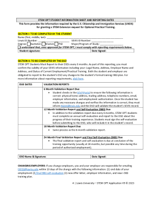 Fillable Online 24-month STEM OPT Extension Guide Lewis University Fax ...