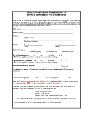Fillable Online REIMBURSEMENT FORM FOR MEMBERS* OF BOARDS, ... Fax Email Print - pdfFiller