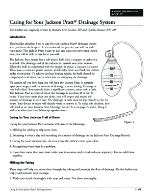 Fillable Online How to Care for Your Jackson Pratt Drainage System ...