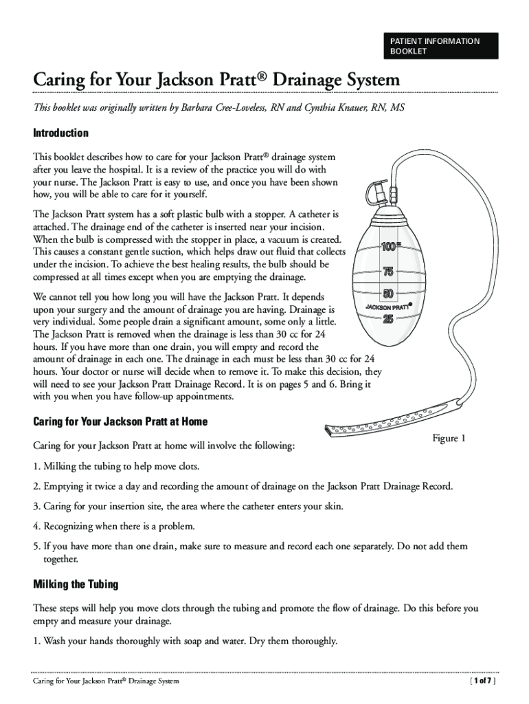Fillable Online How to Care for Your Jackson Pratt Drainage System ...