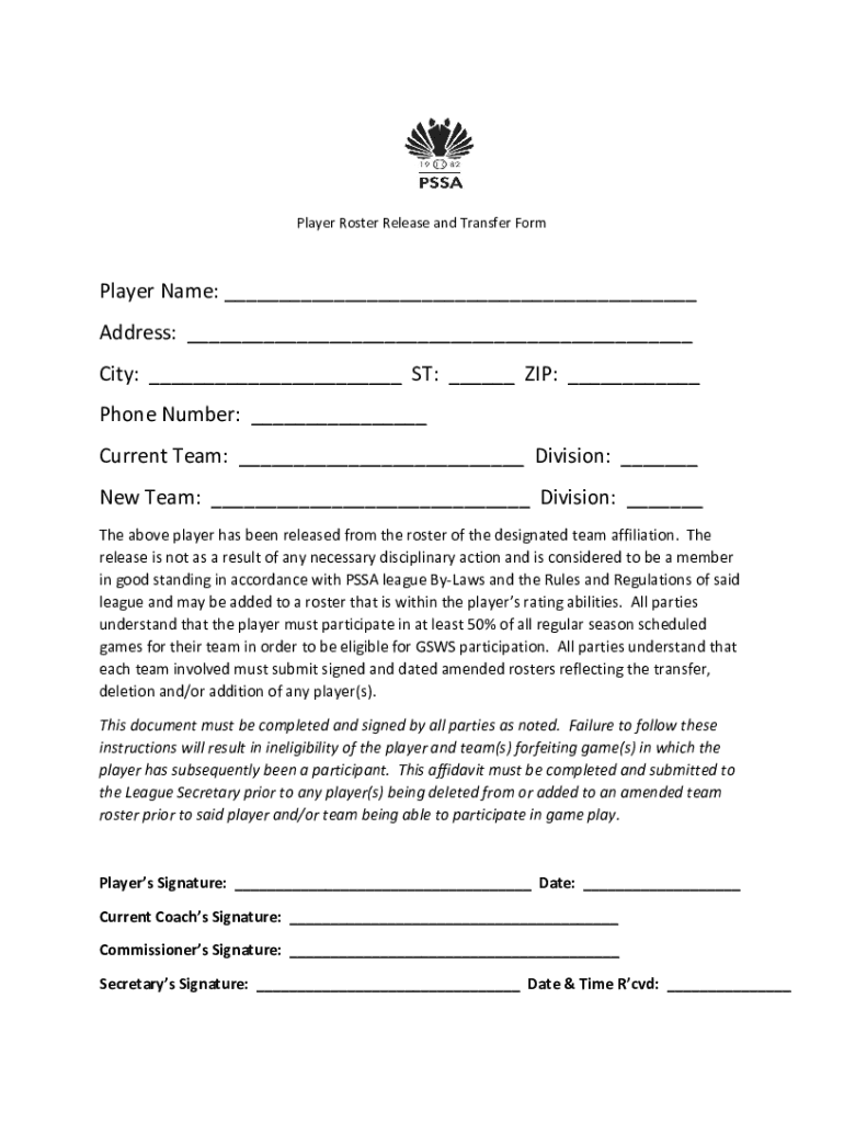 Fillable Online Softball Registration and Roster Form Fax Email Print ...