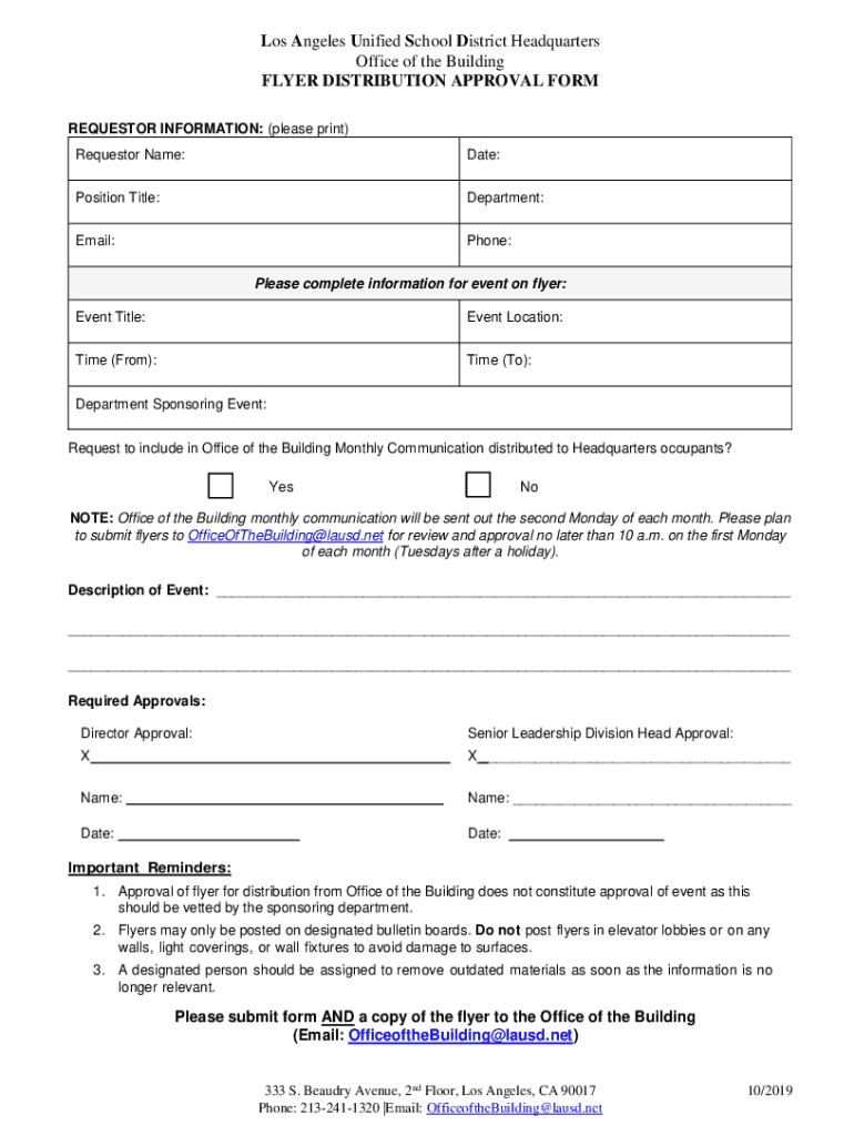 Fillable Online flyer distribution approval form Fax Email Print ...