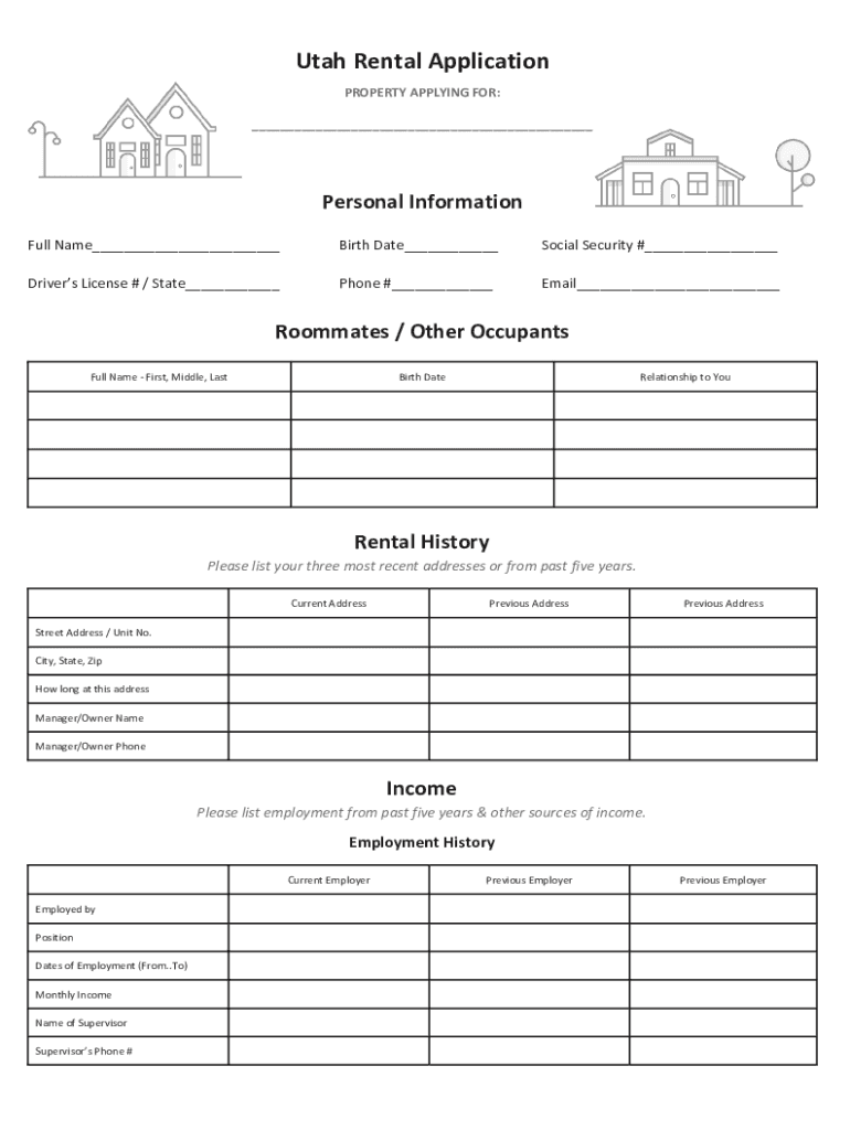 Fillable Online UTAH RESIDENTIAL RENTAL APPLICATIONeForms Fax Email ...