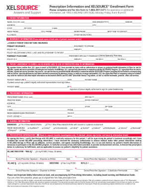 Fillable Online XELSOURCE Patient Support Enrollment Form - HCP Portal ...