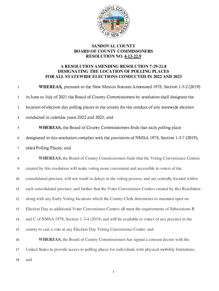 Fillable Online Designating the Location of Polling Places for All ...