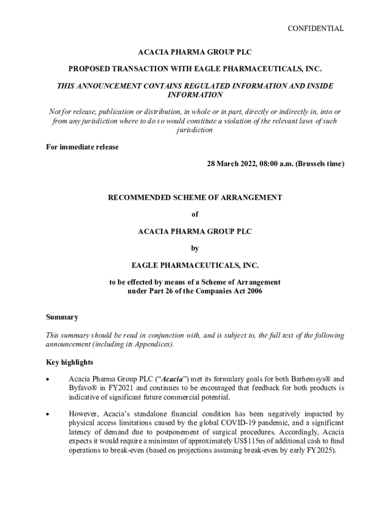 Fillable Online Bravo - Form of Announcement (Agreed Form) Fax Email Print - pdfFiller