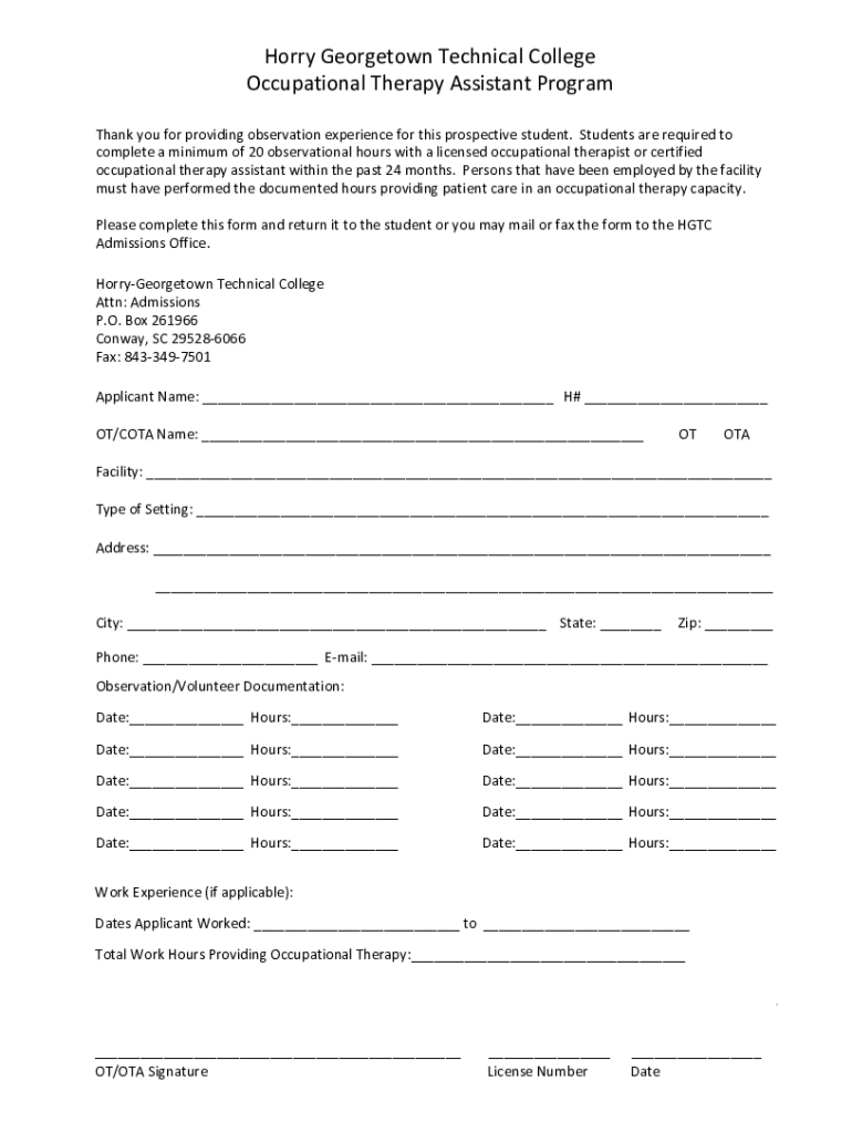 Fillable Online observation-experience-documentation-form. ... Fax ...