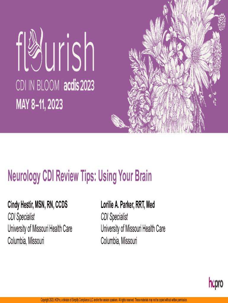 Fillable Online Neurology CDI Review Tips: Using Your Brain Fax Email ...