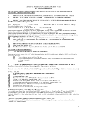 Fillable Online 1 APPROVED JURISDICTIONAL DETERMINATION FORM ... Fax ...