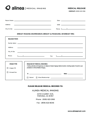 Fillable Online Authorization For Release Of Radiology Images Fax Email ...