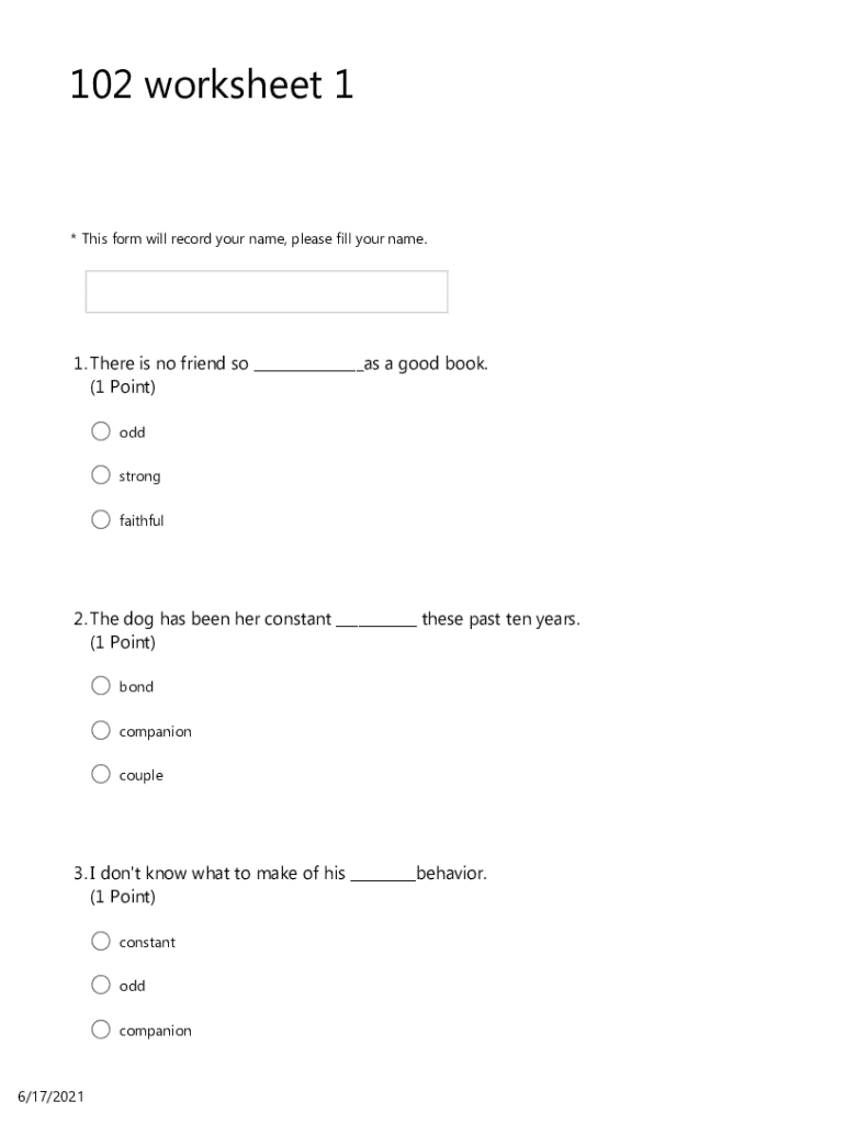 Fillable Online 102 worksheet 1 Fax Email Print - pdfFiller