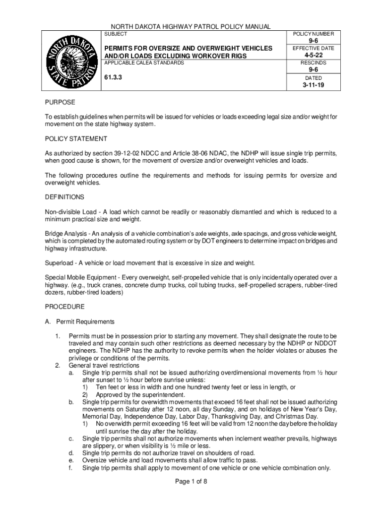 Fillable Online permits for oversize and overweight vehicles and/or ...