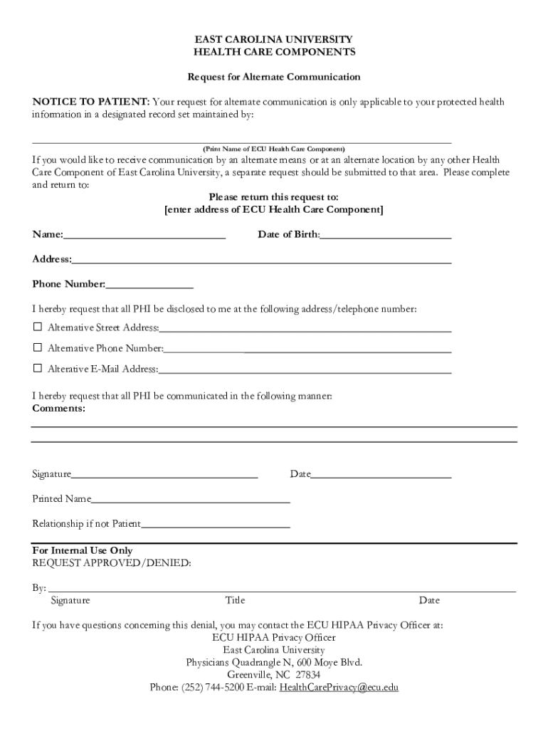 Fillable Online Privacy Forms - ECU - HIPAA - East Carolina University ...