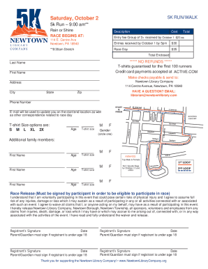 Fillable Online 2019 Registration Entry Form 5k map Fax Email Print - pdfFiller